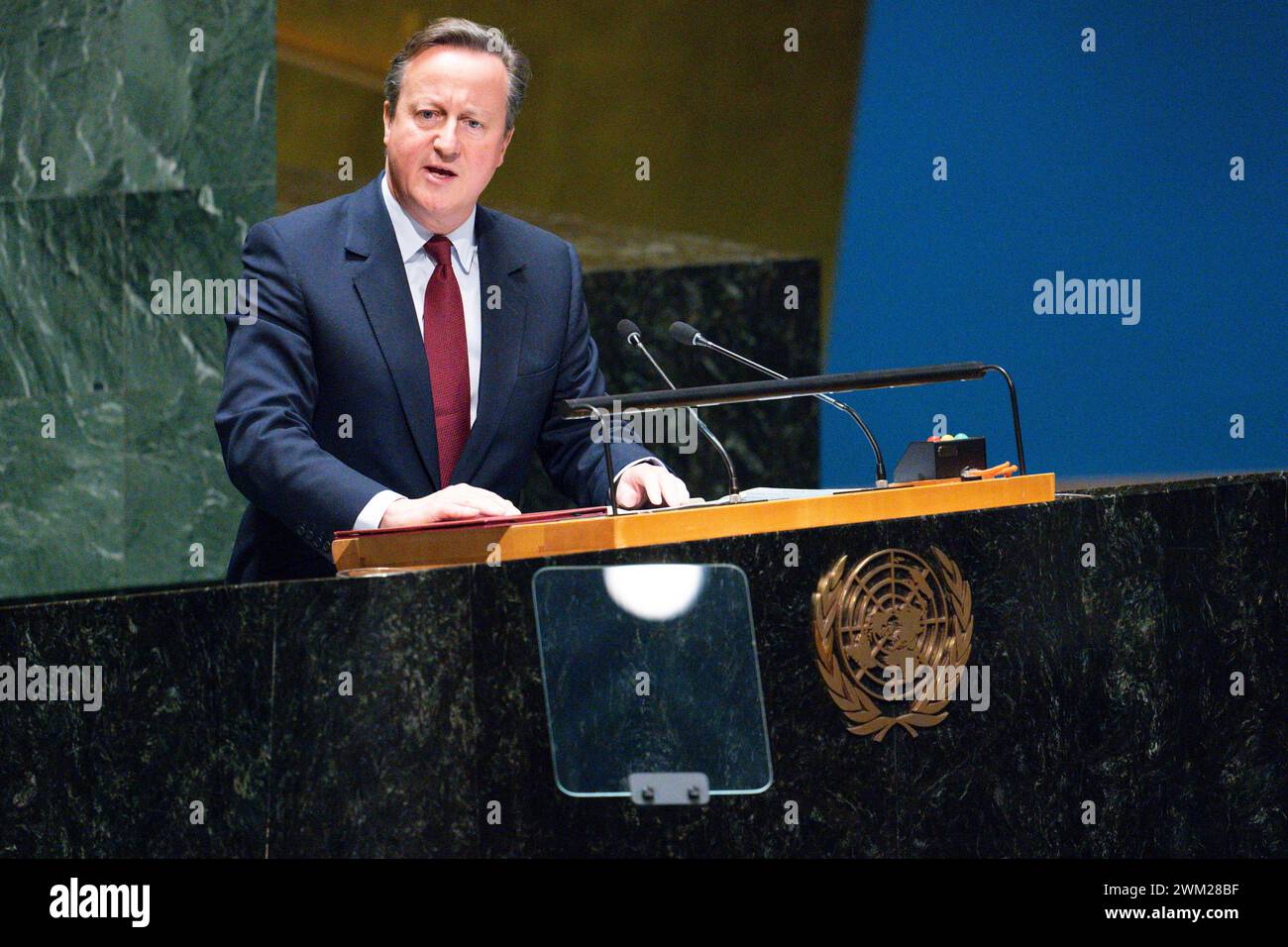 British Foreign Minister David Cameron addresses the United Nations ...