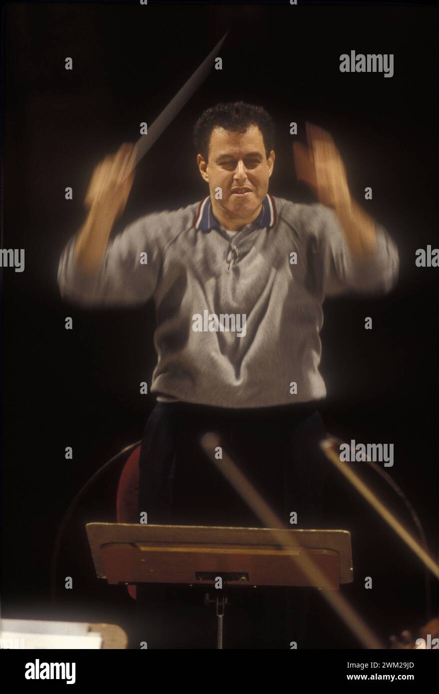 MME4806540 Rome, 1995. Israeli conductor Daniel Oren during a rehearsal ...