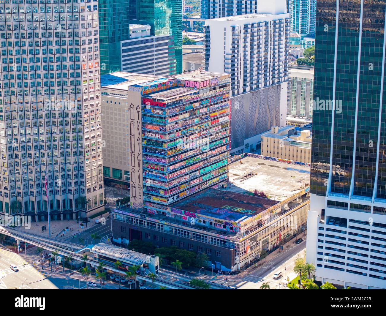 Miami, FL, USA - February 21, 2024: Aerial photo Vitas Tower downtown ...