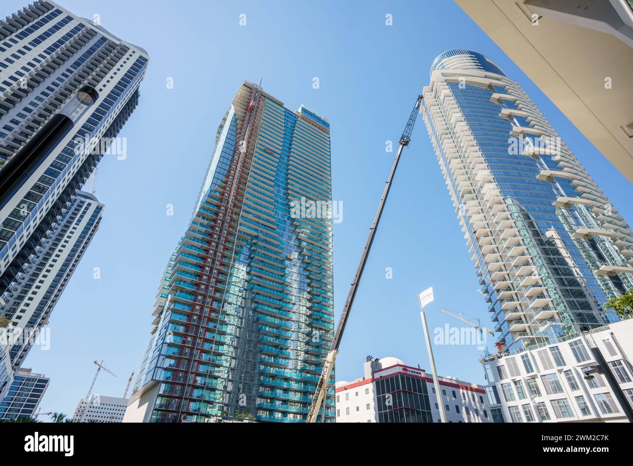 Miami, FL, USA - February 21, 2024: Highrise towers Miami Worldcenter ...