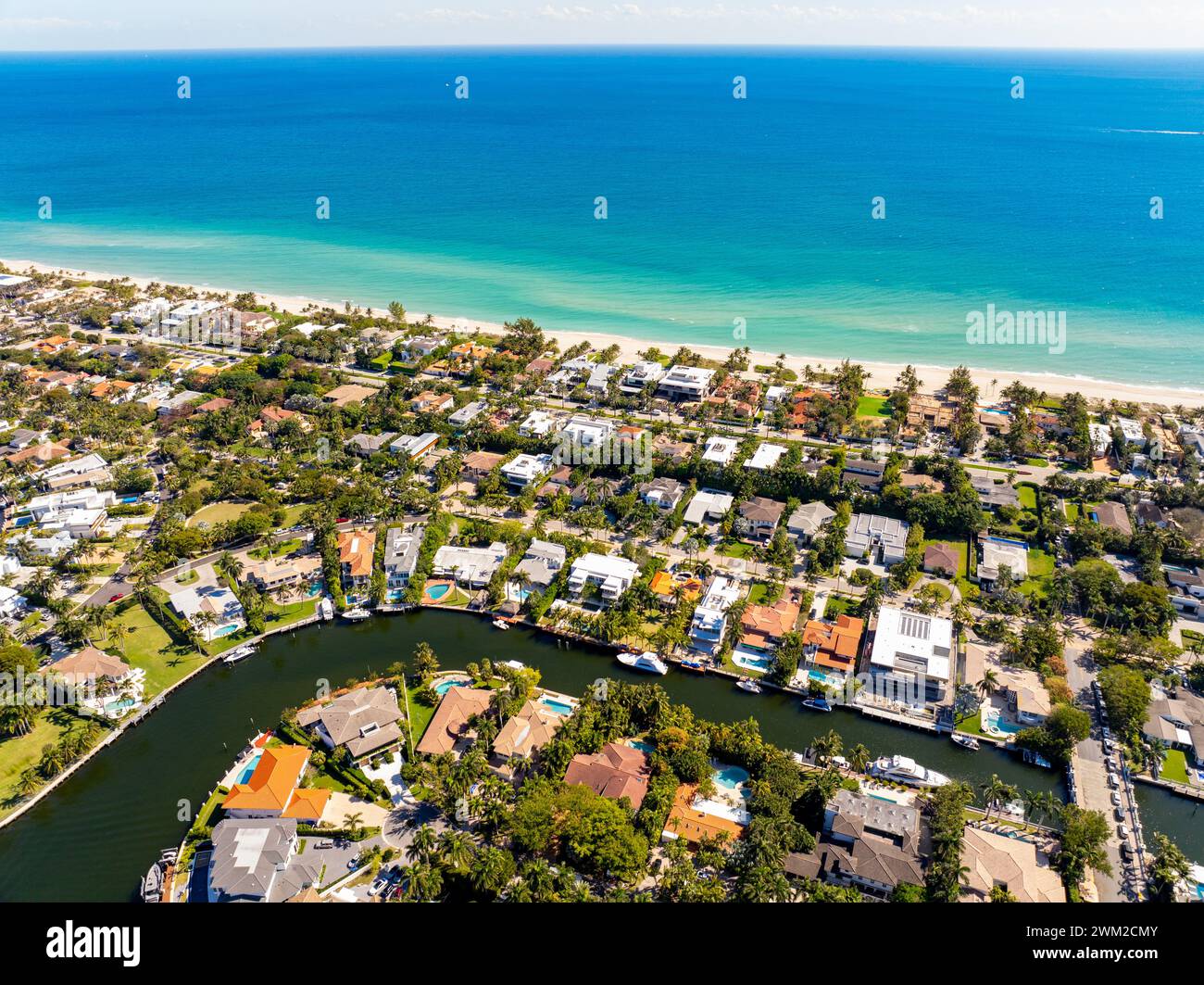 Aerial photo Golden Beach FL neighborhood with luxury waterfront ...