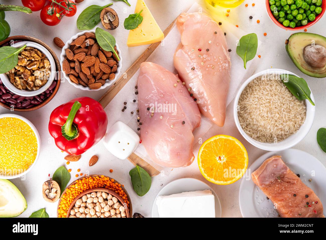Clean Eating Diet Foods Background Fruits Vegetables Lean Proteins Whole Grains And Healthy