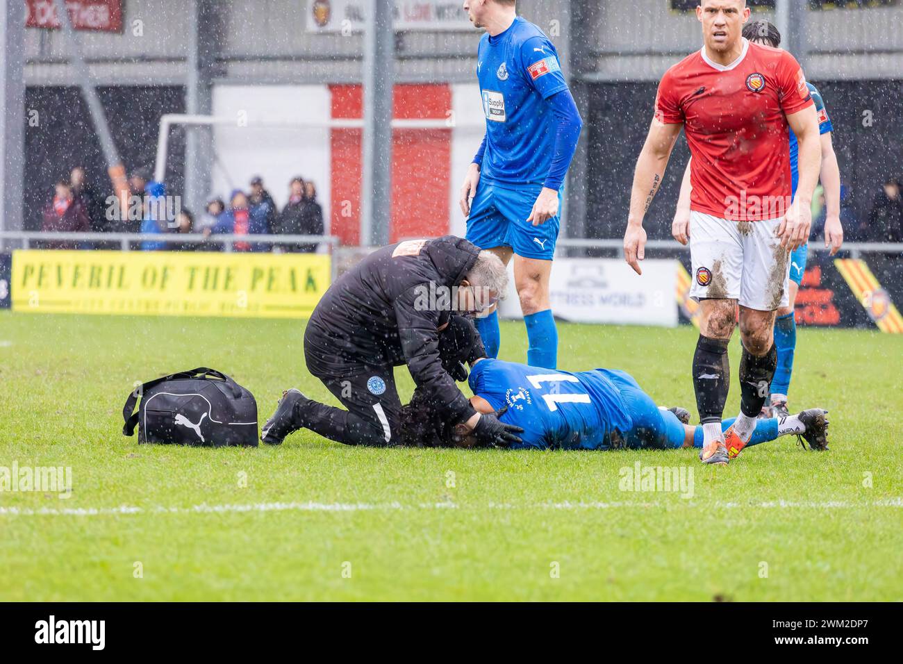 Footballer Djavan Pedro lays injured at Broadhurst Park as Sports ...