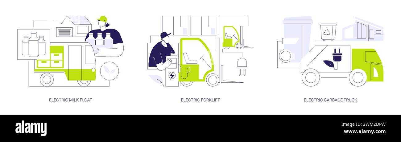 Industrial electric vehicles abstract concept vector illustrations ...