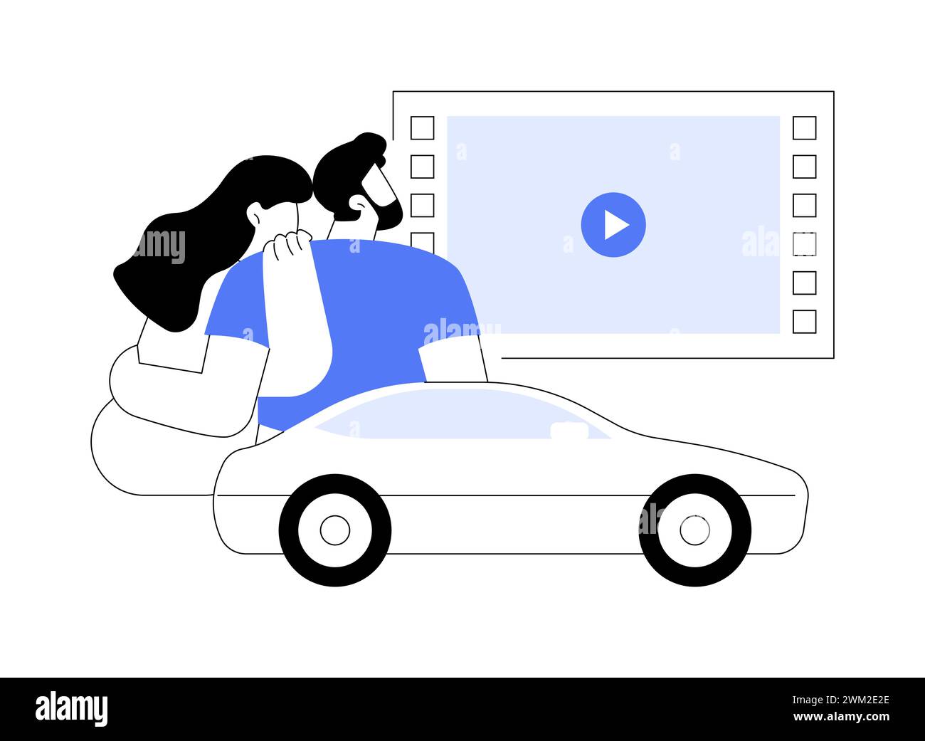 Drive-in cinema isolated cartoon vector illustrations Stock Vector ...