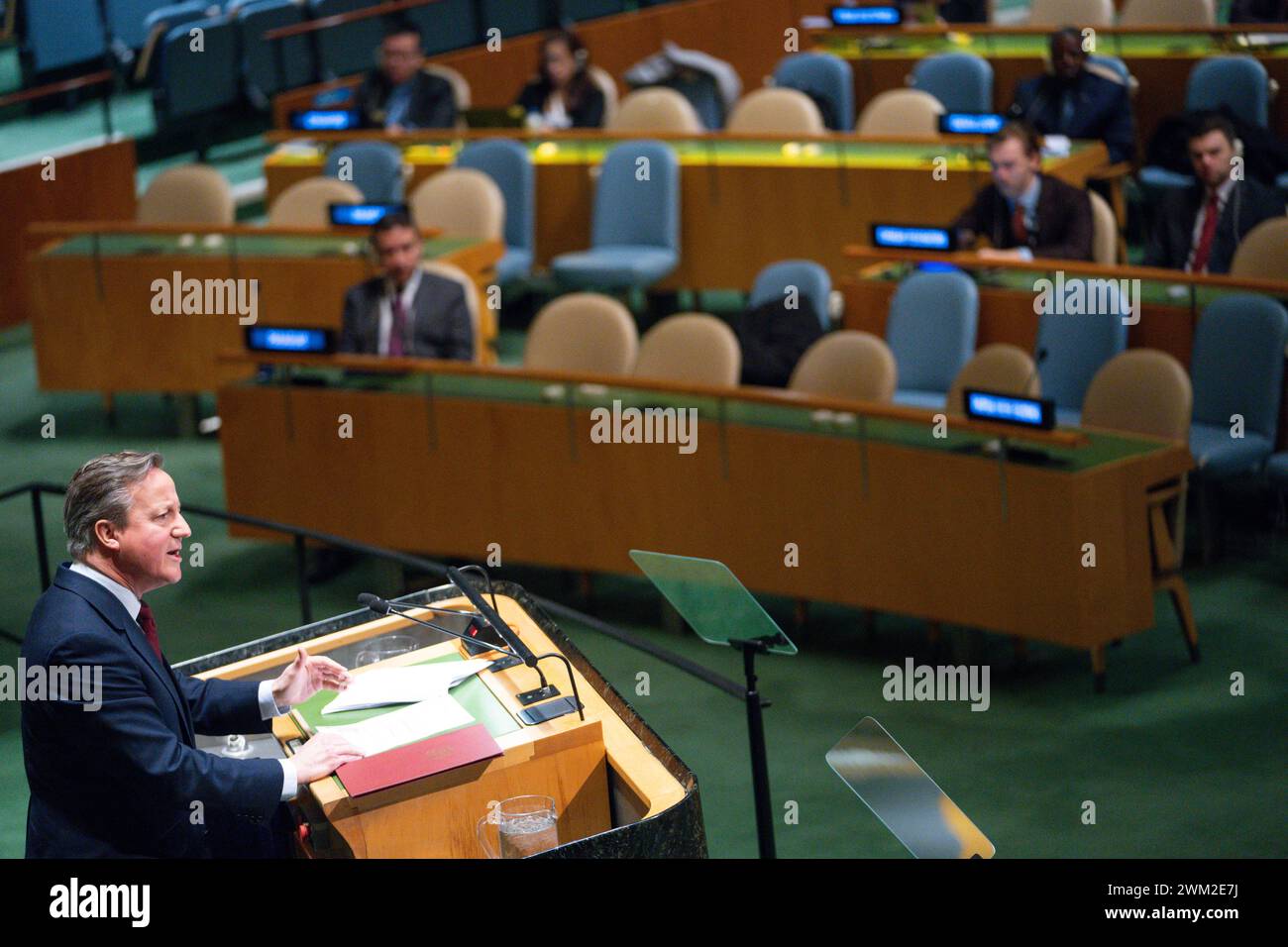 British Foreign Minister David Cameron addresses the United Nations ...