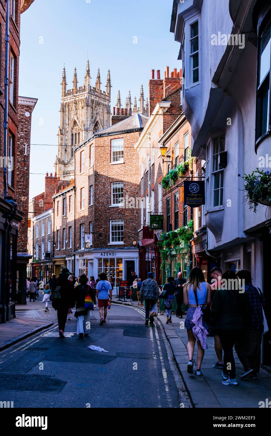 View north-west along Low Petergate, with York Minster towers in the ...