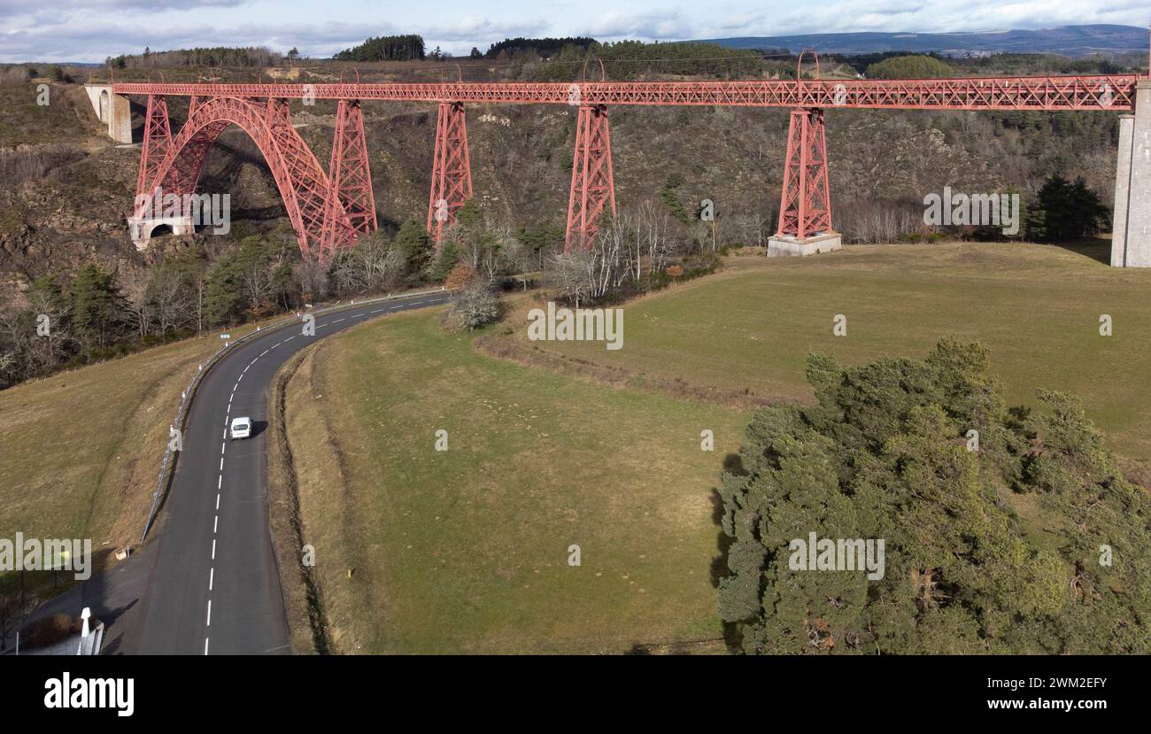 Aerial view of Garabit Viaduct, viaduct de Garabit across the Truyère ...