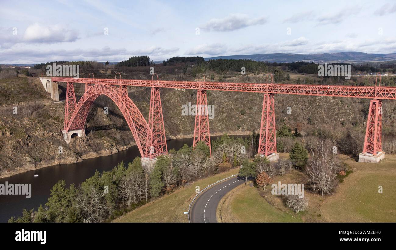Aerial view of Garabit Viaduct, viaduct de Garabit across the Truyère ...