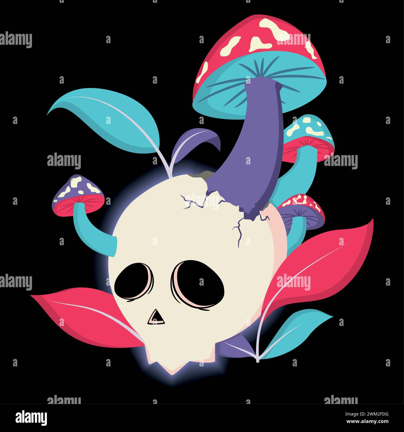 Broken skull with mushrooms Vector Stock Vector Image & Art - Alamy