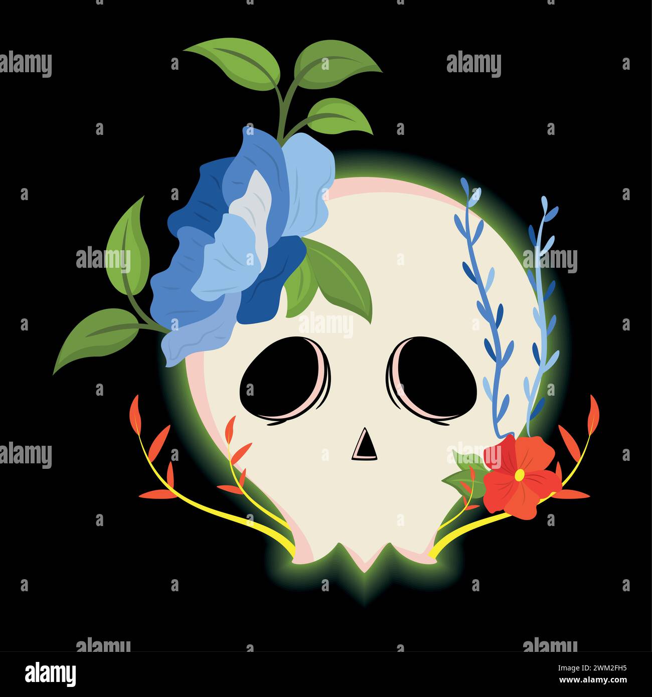 Broken skull with flowers Vector Stock Vector Image & Art - Alamy