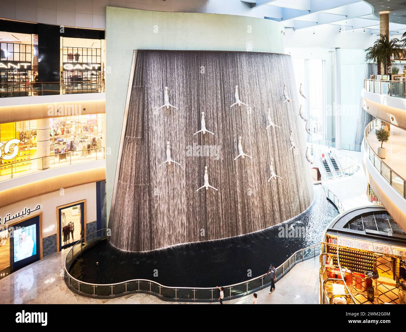The Dubai Mall Waterfall, known also as the Human Waterfall, in the ...