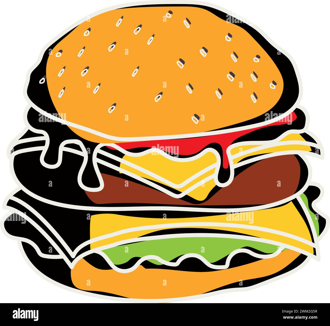 Colored burger retro sketch Vector Stock Vector Image & Art - Alamy