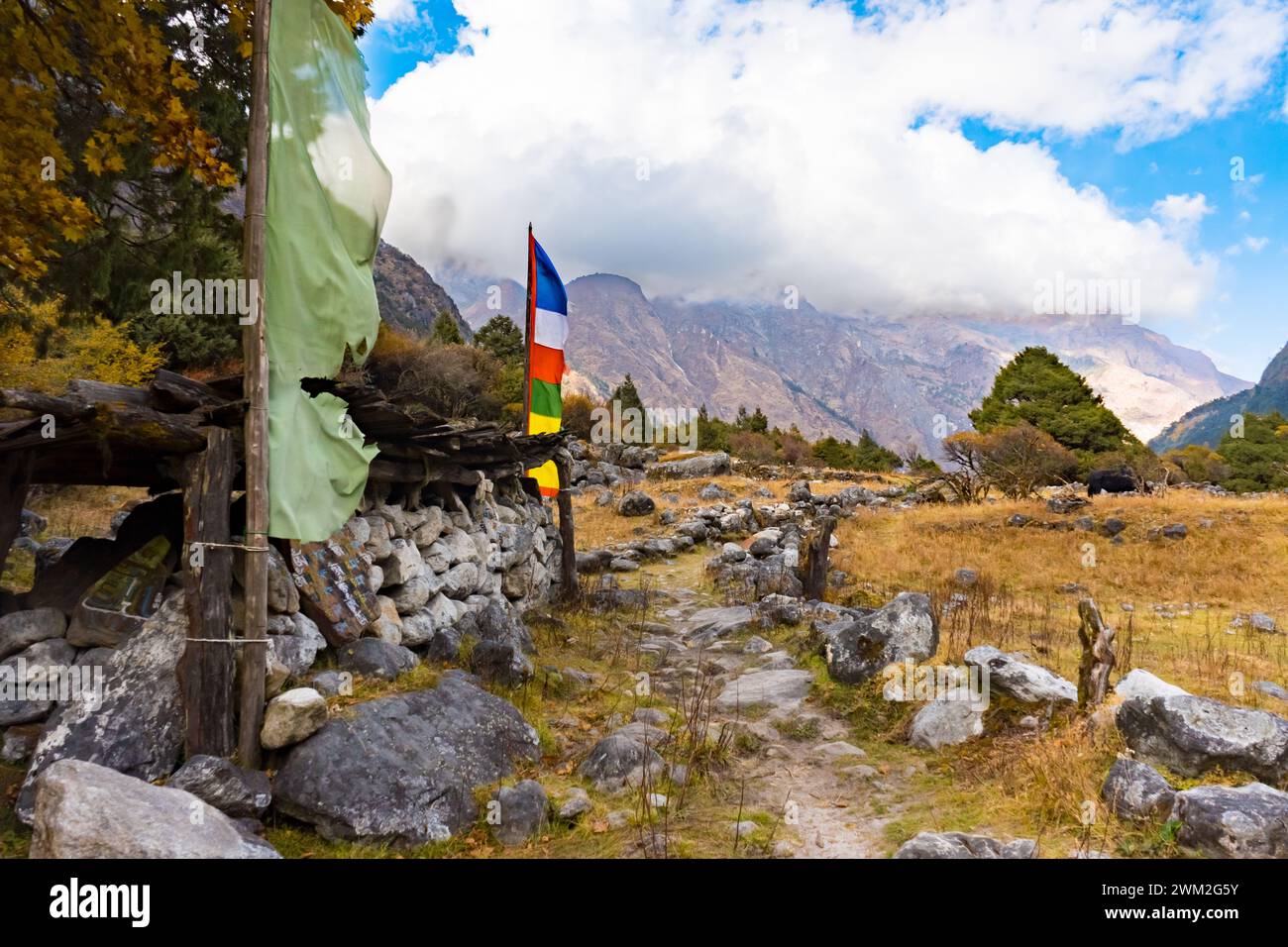 Beautiful Himalaya Landscape on route of Kanchenjunga Base Camp Trek in ...