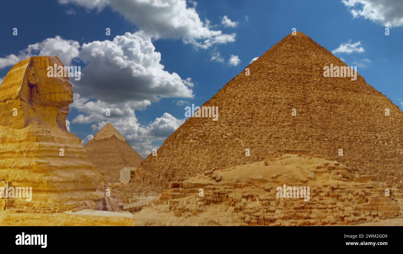 Ancient Egyptian Ruins, Sphinx and Pyramids Stock Photo - Alamy