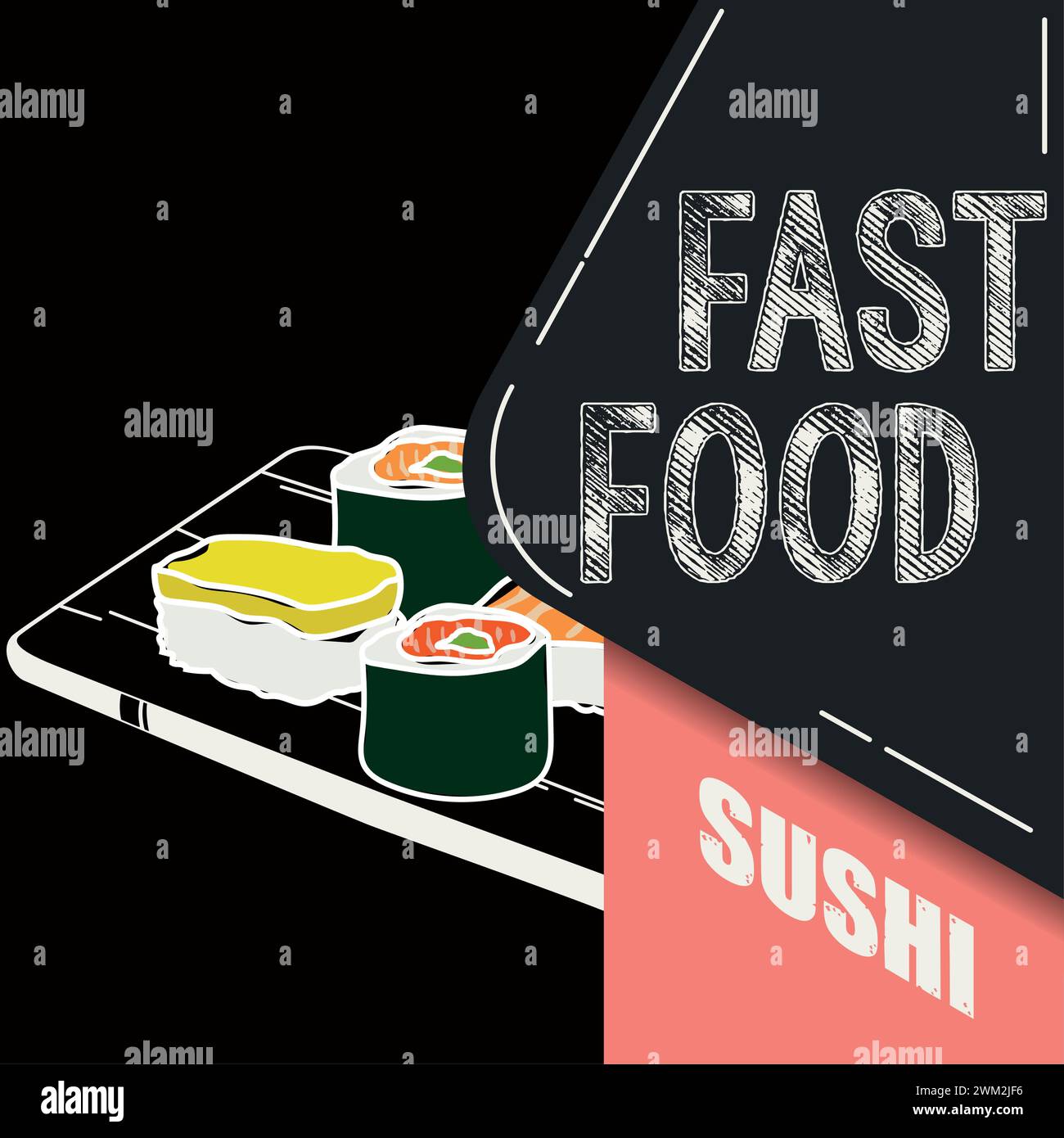 Retro sushi Fast food Vector Stock Vector Image & Art - Alamy