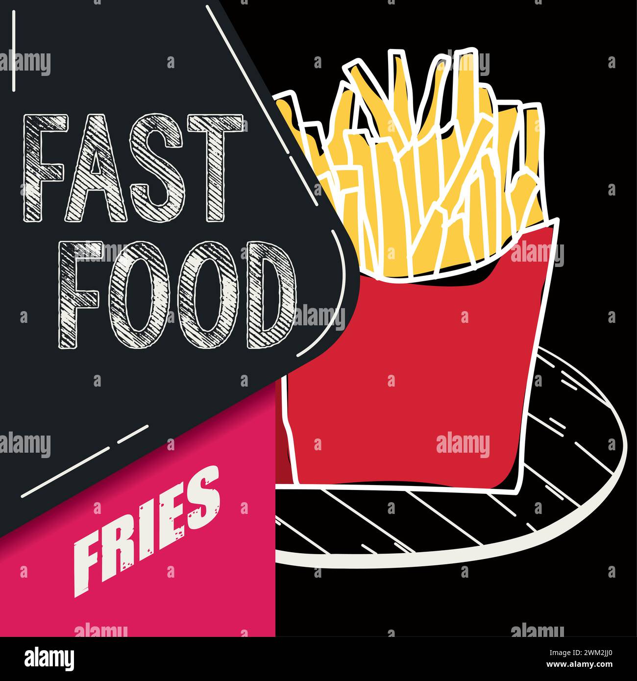 Retro French fries Fast food Vector Stock Vector Image & Art - Alamy