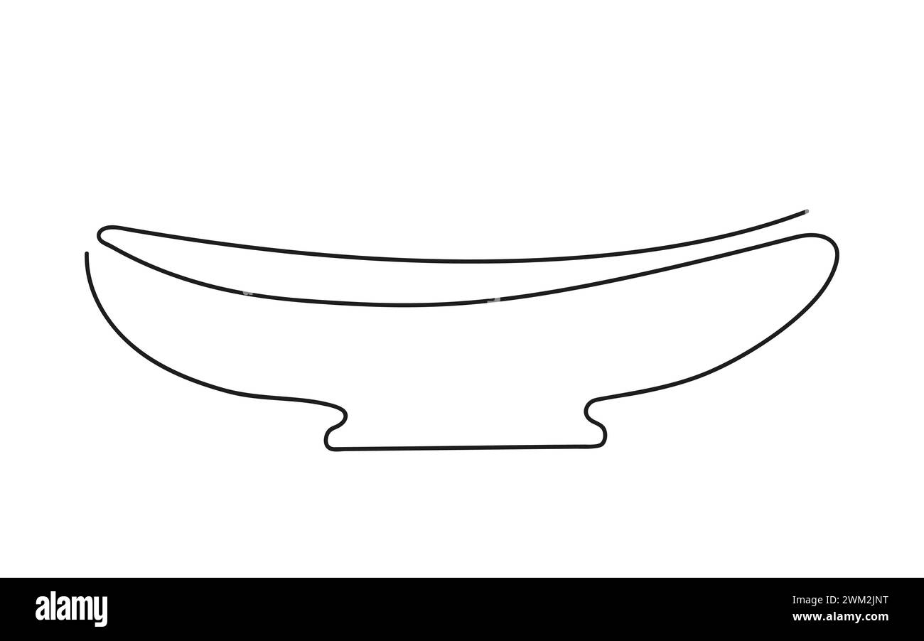 Line art of bowl. Continuous one line drawing. Empty plate. Isolated on ...