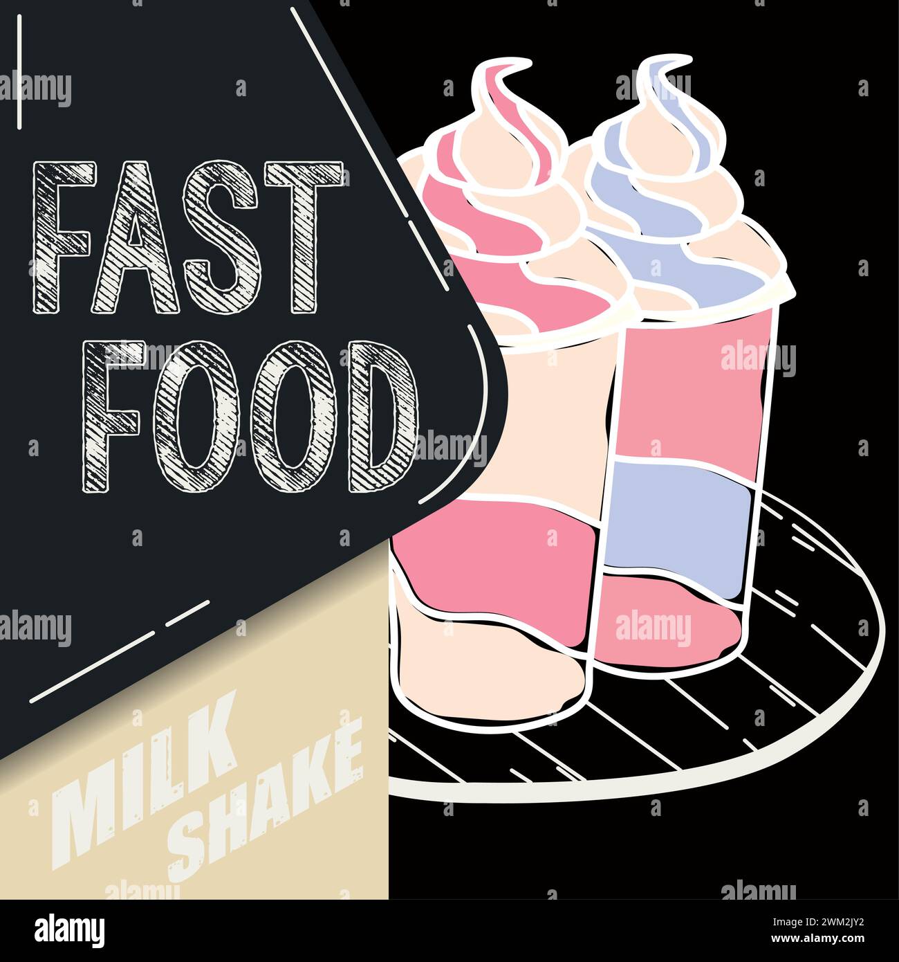 Retro milk shake Fast food Vector Stock Vector Image & Art - Alamy