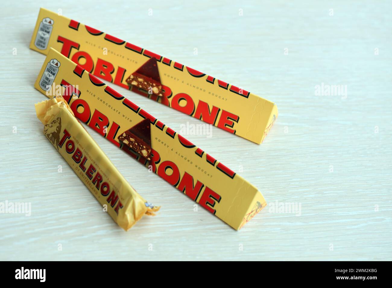KYIV, UKRAINE - OCTOBER 31, 2023 Yellow Toblerone Chocolate Bar ...