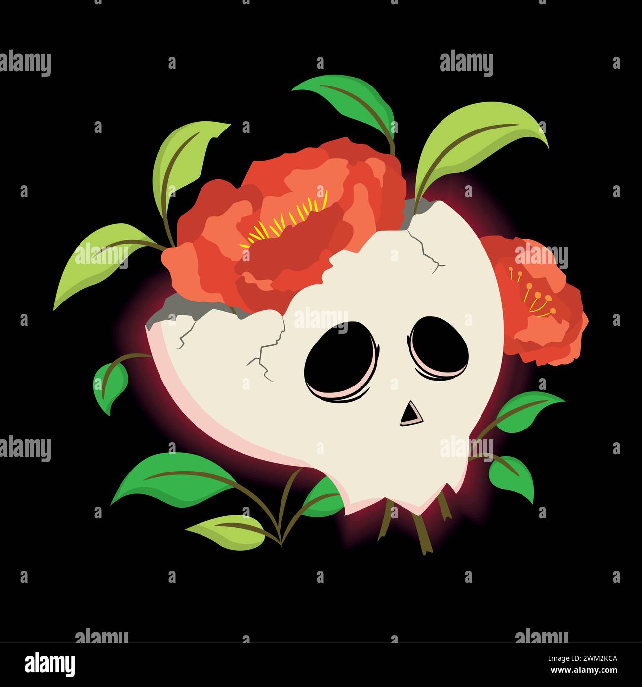 Broken skull with flowers Vector Stock Vector Image & Art - Alamy