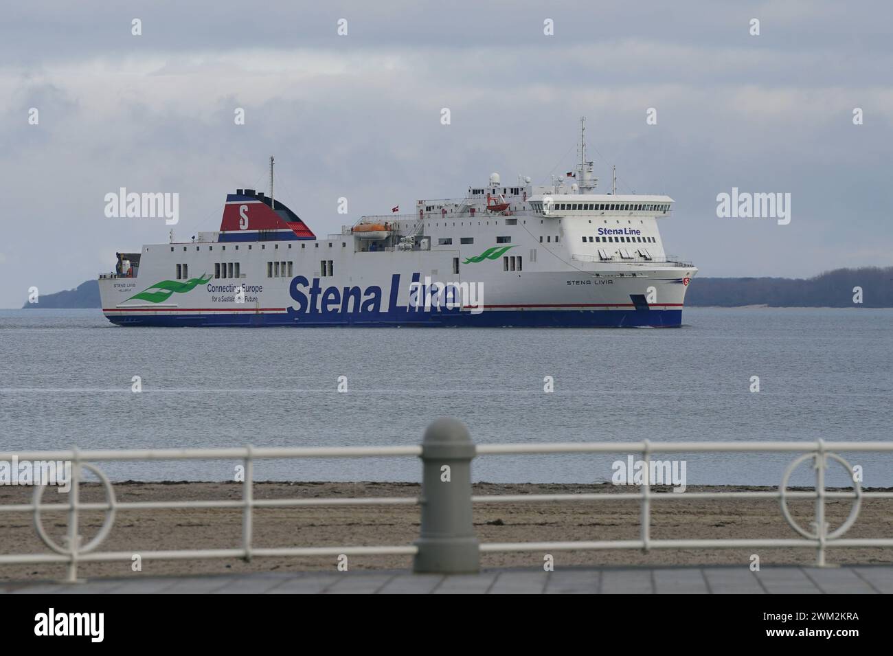 22 February 2024, Schleswig-Holstein, Lübeck-Travemünde: The ferry ...