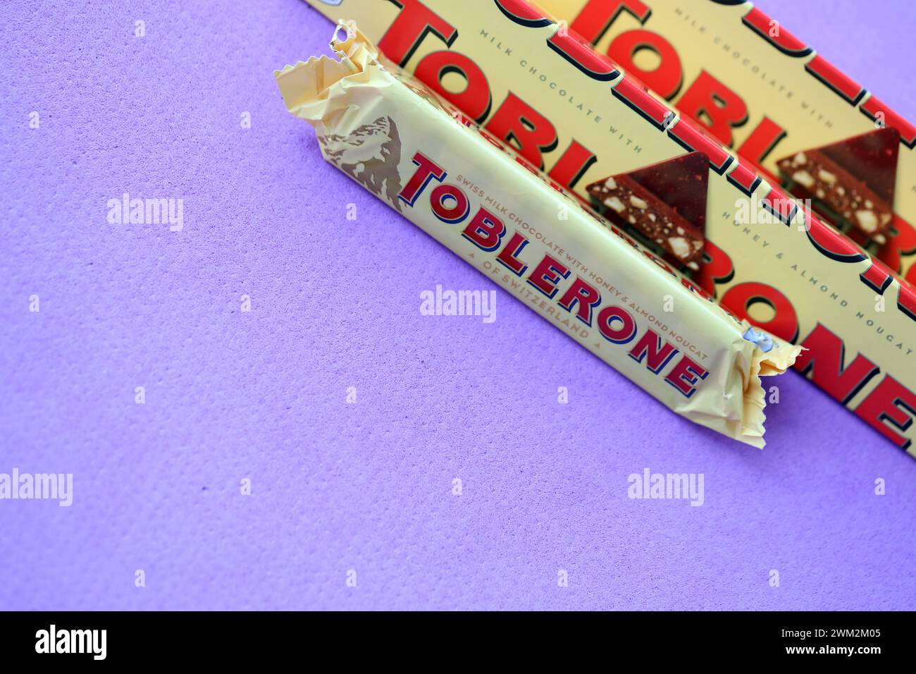 KYIV, UKRAINE - OCTOBER 31, 2023 Yellow Toblerone Chocolate Bar ...