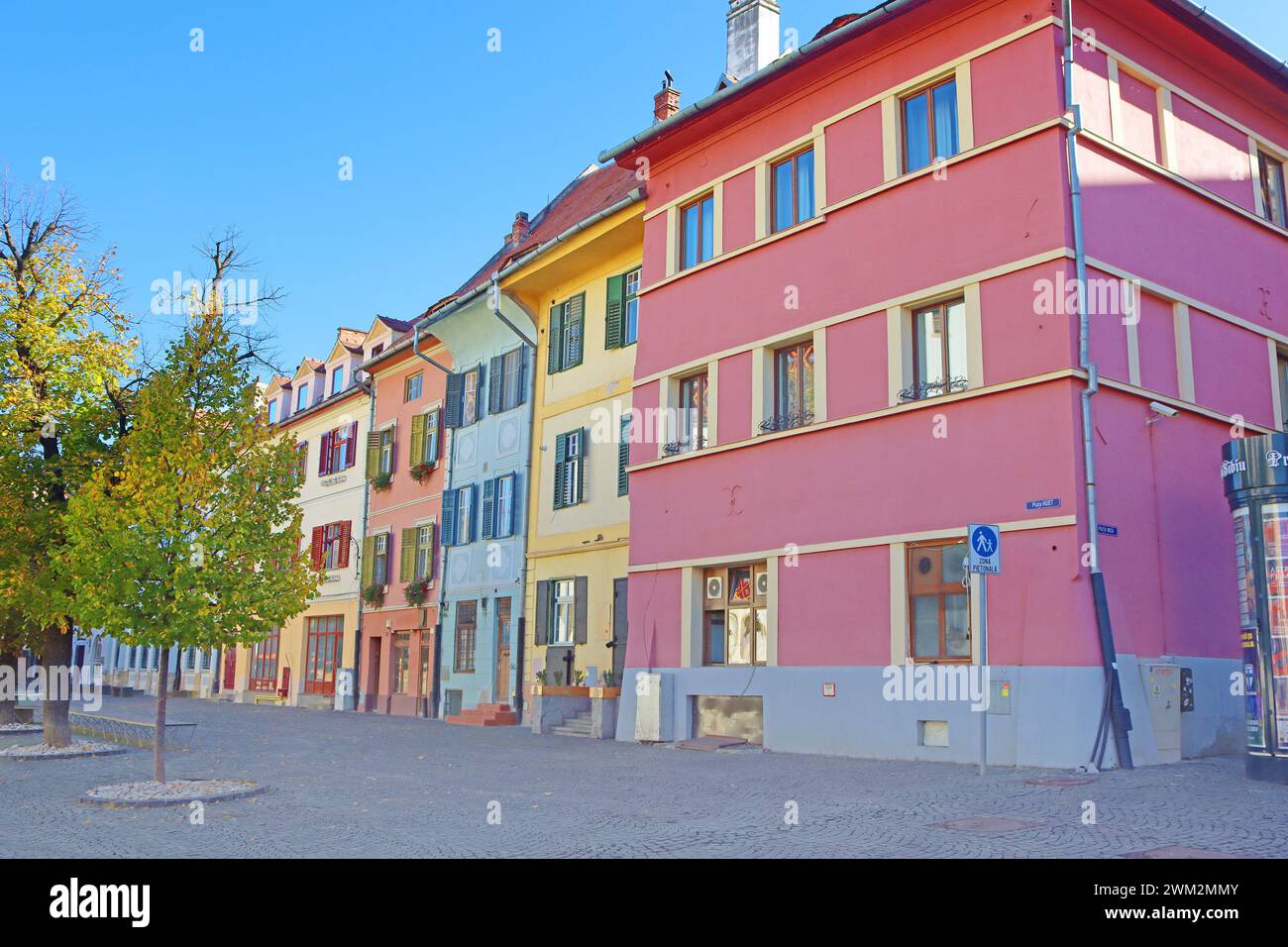 Colorful buildings on Huet Square, Sibiu, Romania Stock Photo - Alamy
