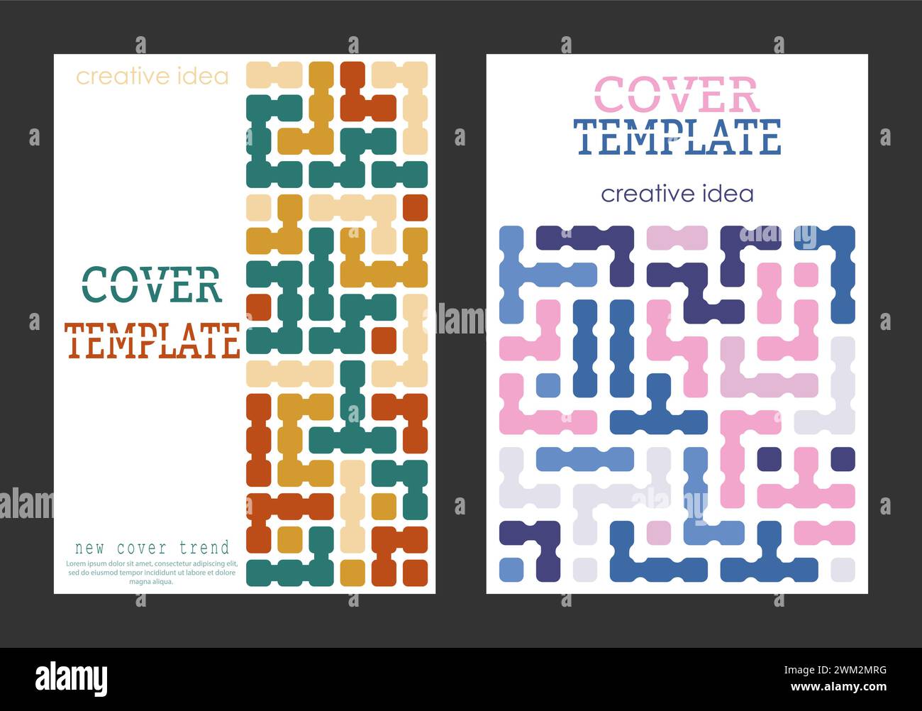 Geometric composition. A set of colored cover pages for a book, a ...
