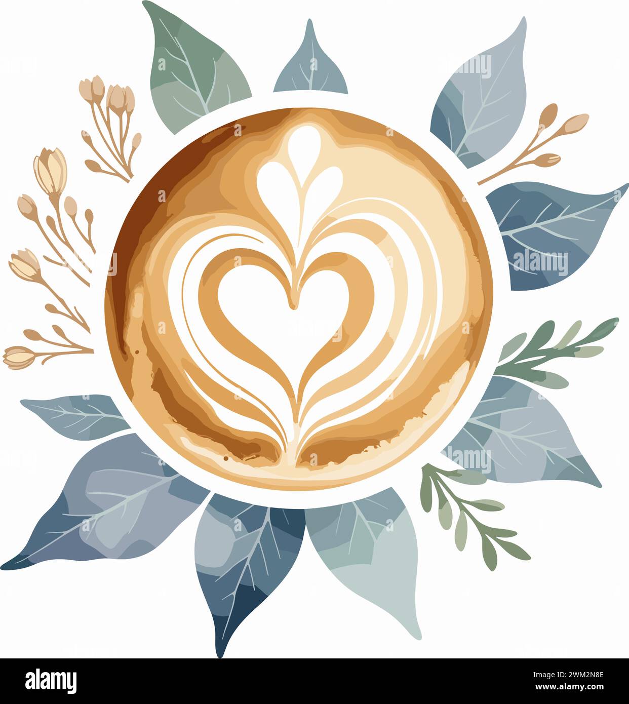 Latte art leaf Stock Vector Images - Alamy