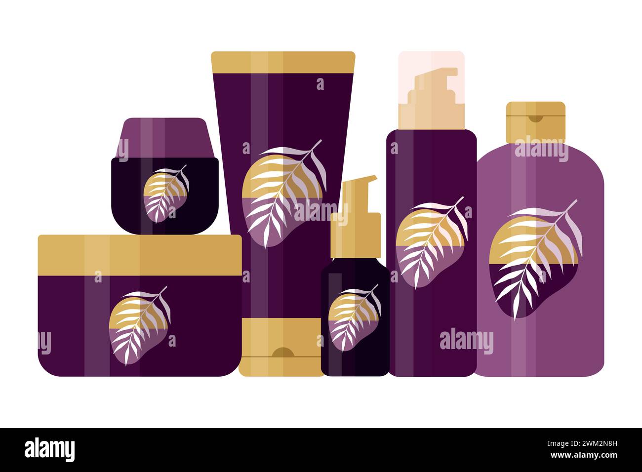 Set of cosmetic products for daily beauty routine. Tubes and bottles ...