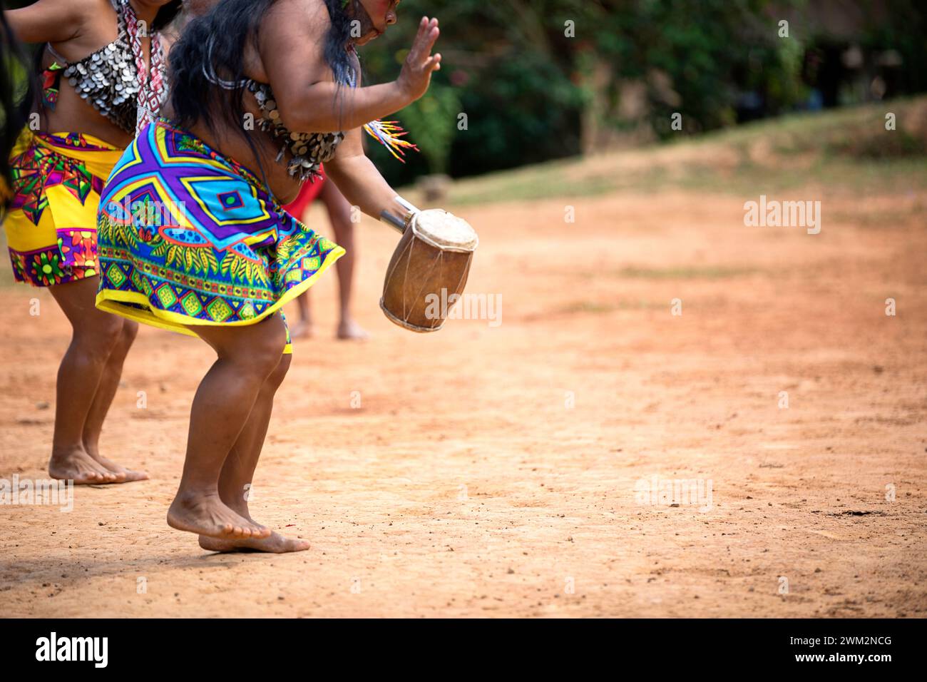 Women From Embera Tribe In Their Traditional Clothes Performing