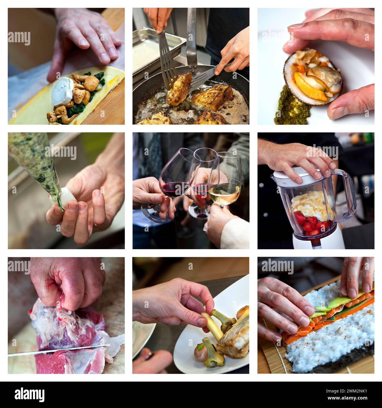 Hands cooking various dishes and desserts Stock Photo - Alamy