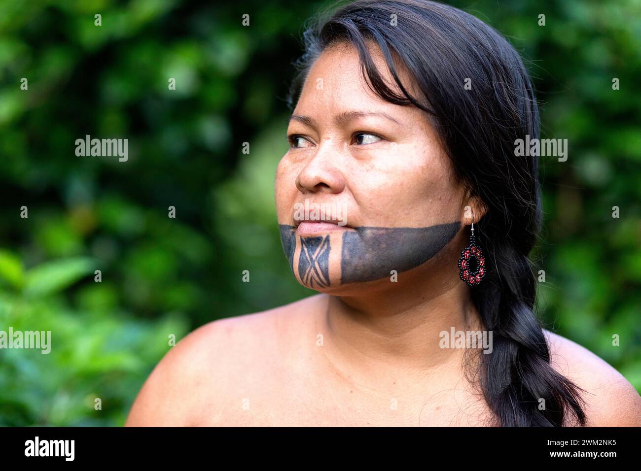 Beautiful woman from Embera tribe from a village in Chagres national ...