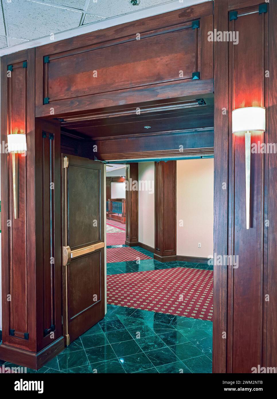 Dark wood doorway in a large hotel Stock Photo - Alamy