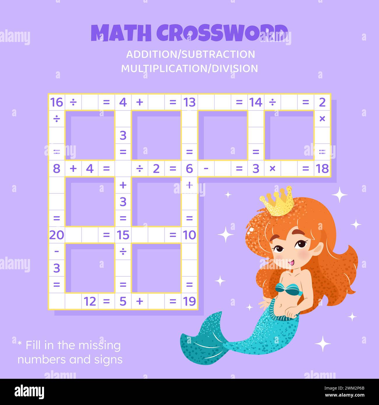 Math Crossword. Addition, subtraction, multiplication and division ...