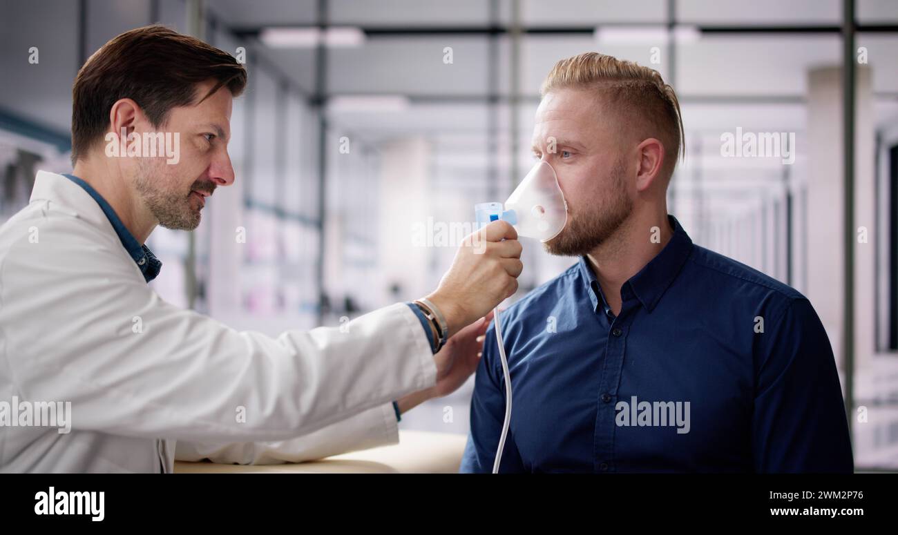 Asthma COPD Breath Nebulizer And Mask Given By Doctor Or Nurse Stock ...