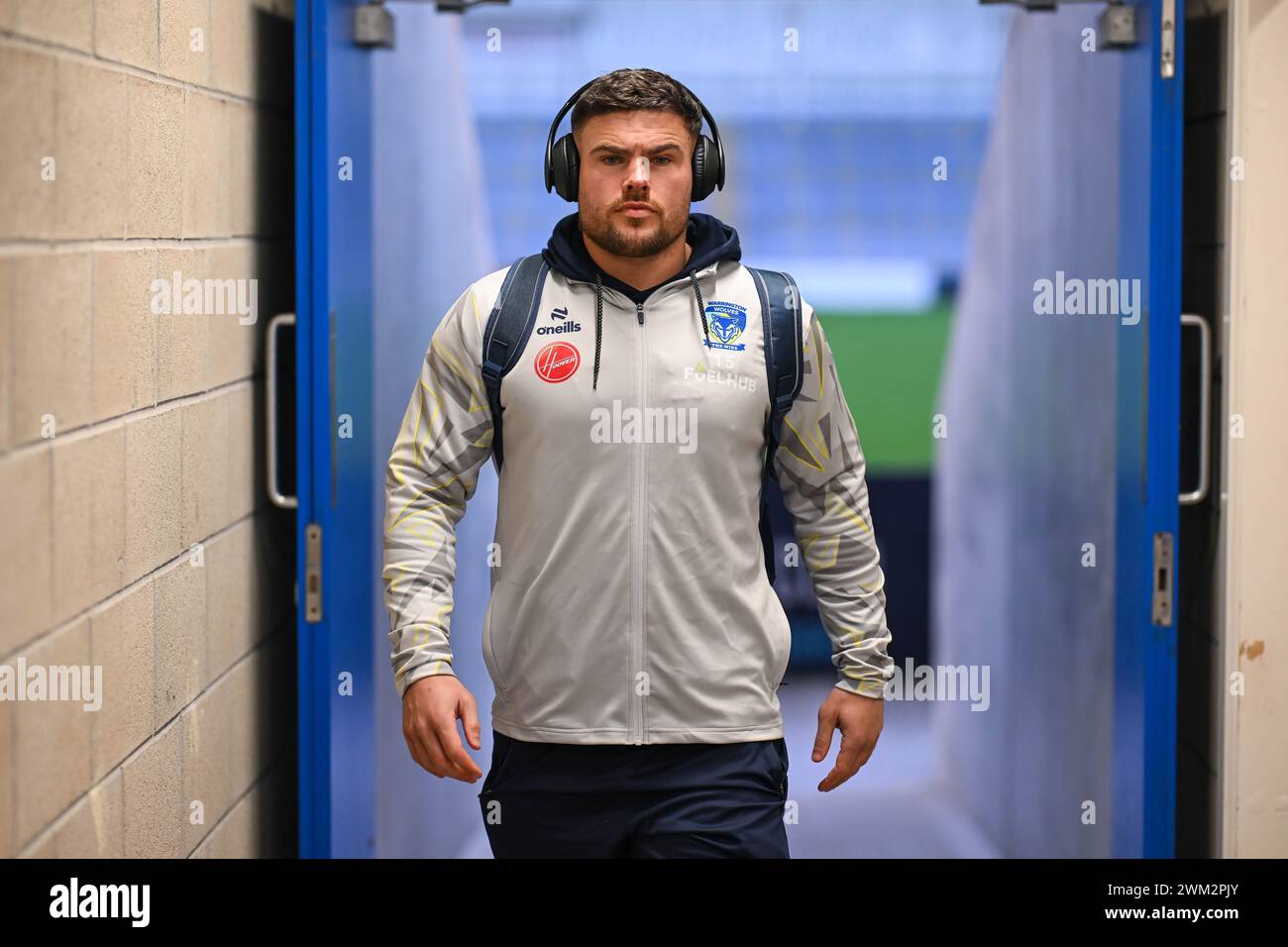 Joe Philbin of Warrington Wolves arrives ahead of the Betfred Super ...