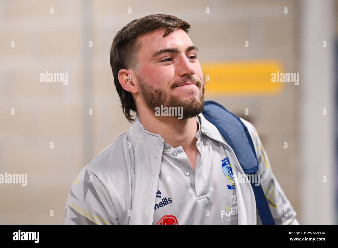 Adam Holroyd of Warrington Wolves arrives ahead of the Betfred Super ...