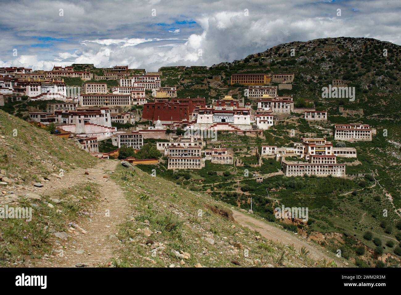 Ganden monastery is at the top of wangbur mountain hi-res stock ...