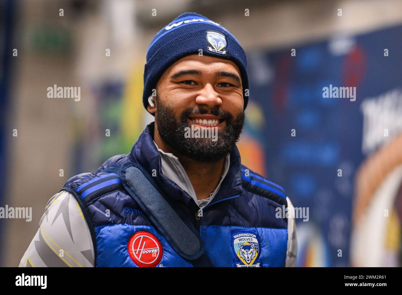 Zane Musgrove of Warrington Wolves arrives ahead of the Betfred Super ...