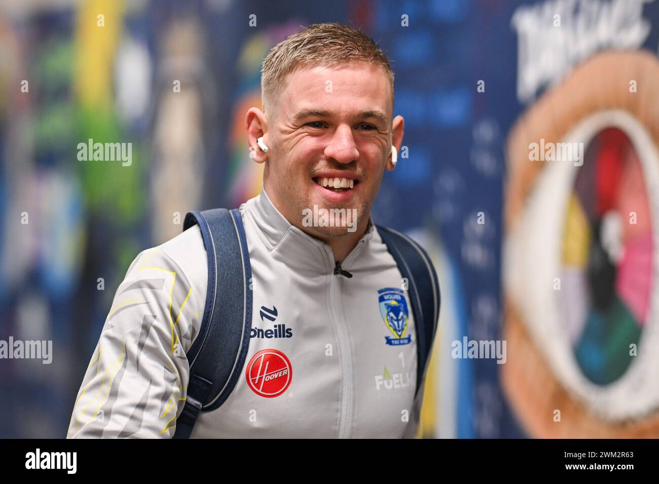 Matt Dufty of Warrington Wolves arrives ahead of the Betfred Super ...