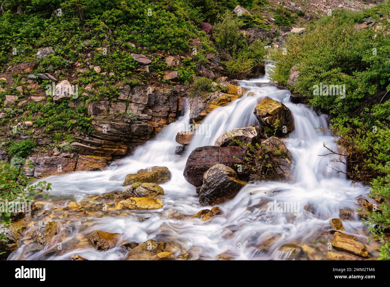 The Lower Apikuni Falls in Glacier National Park, Montana Stock Photo ...