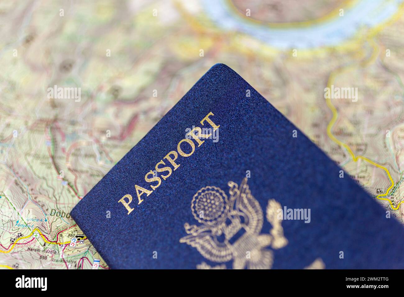United States passport on an old paper map Stock Photo - Alamy