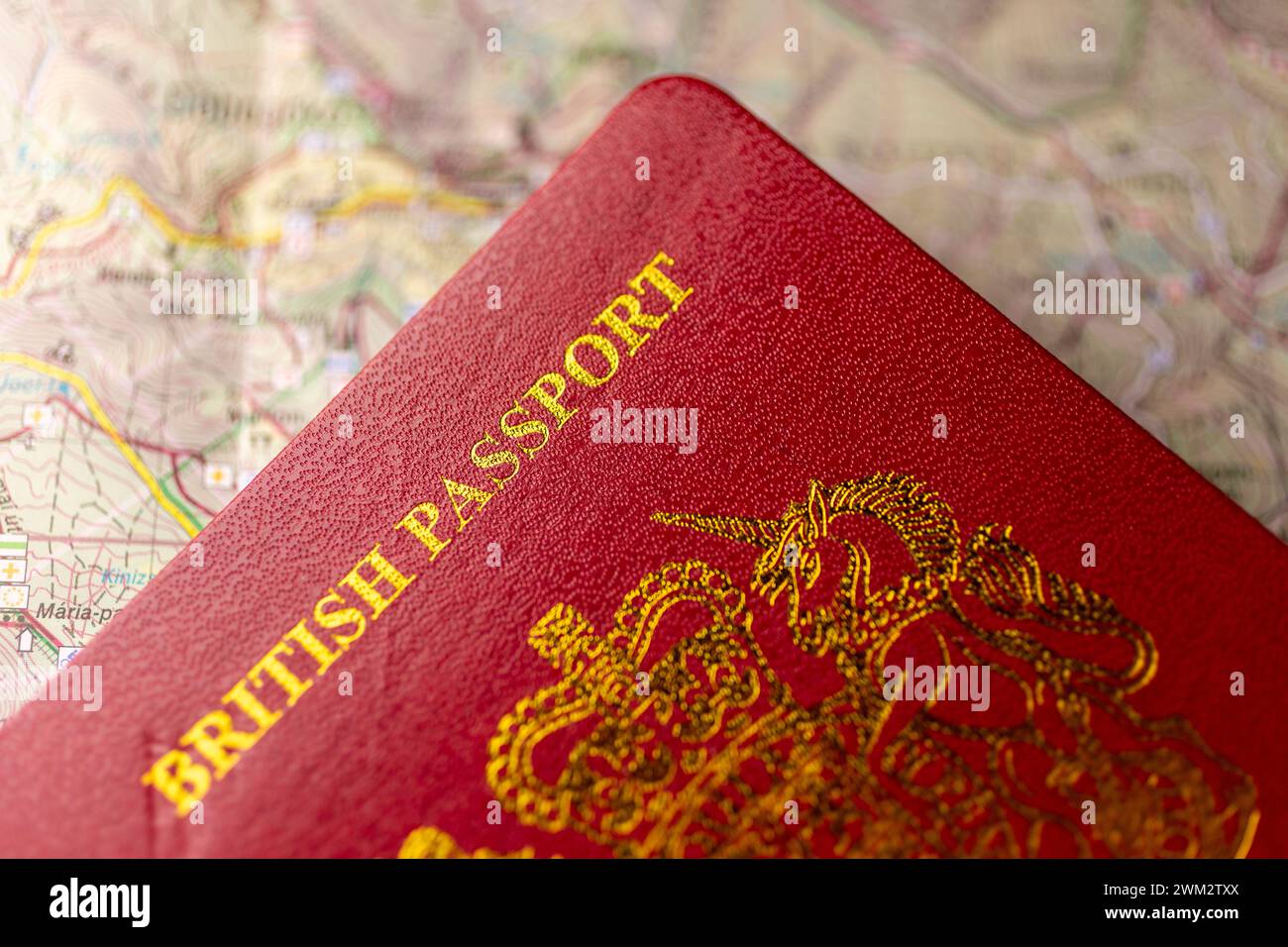 British passport on an old paper map Stock Photo - Alamy