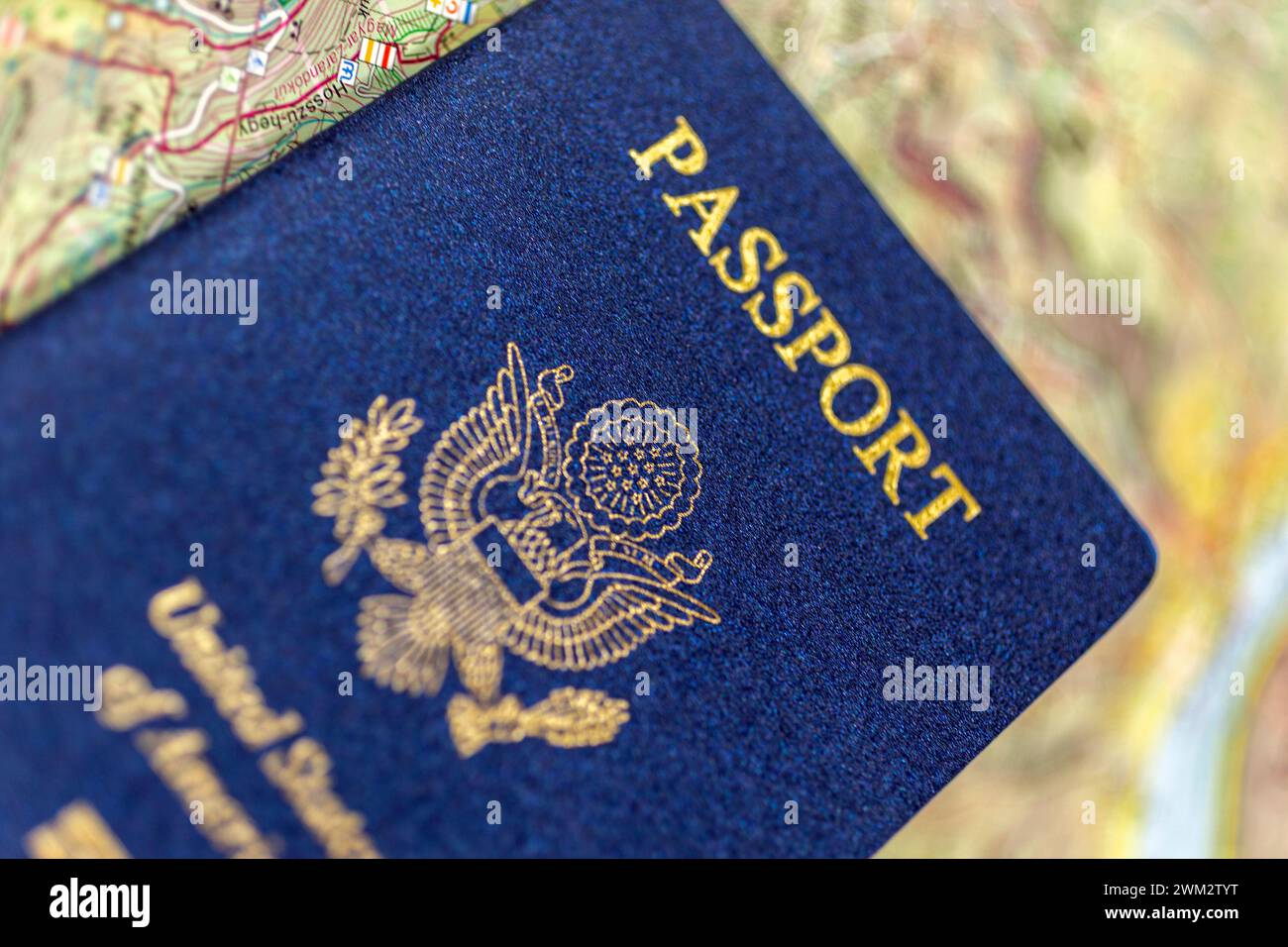 United States passport on an old paper map Stock Photo - Alamy