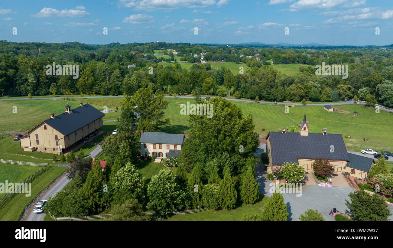 Scenic Overlook Of A Rural Community With Multiple Large Buildings ...