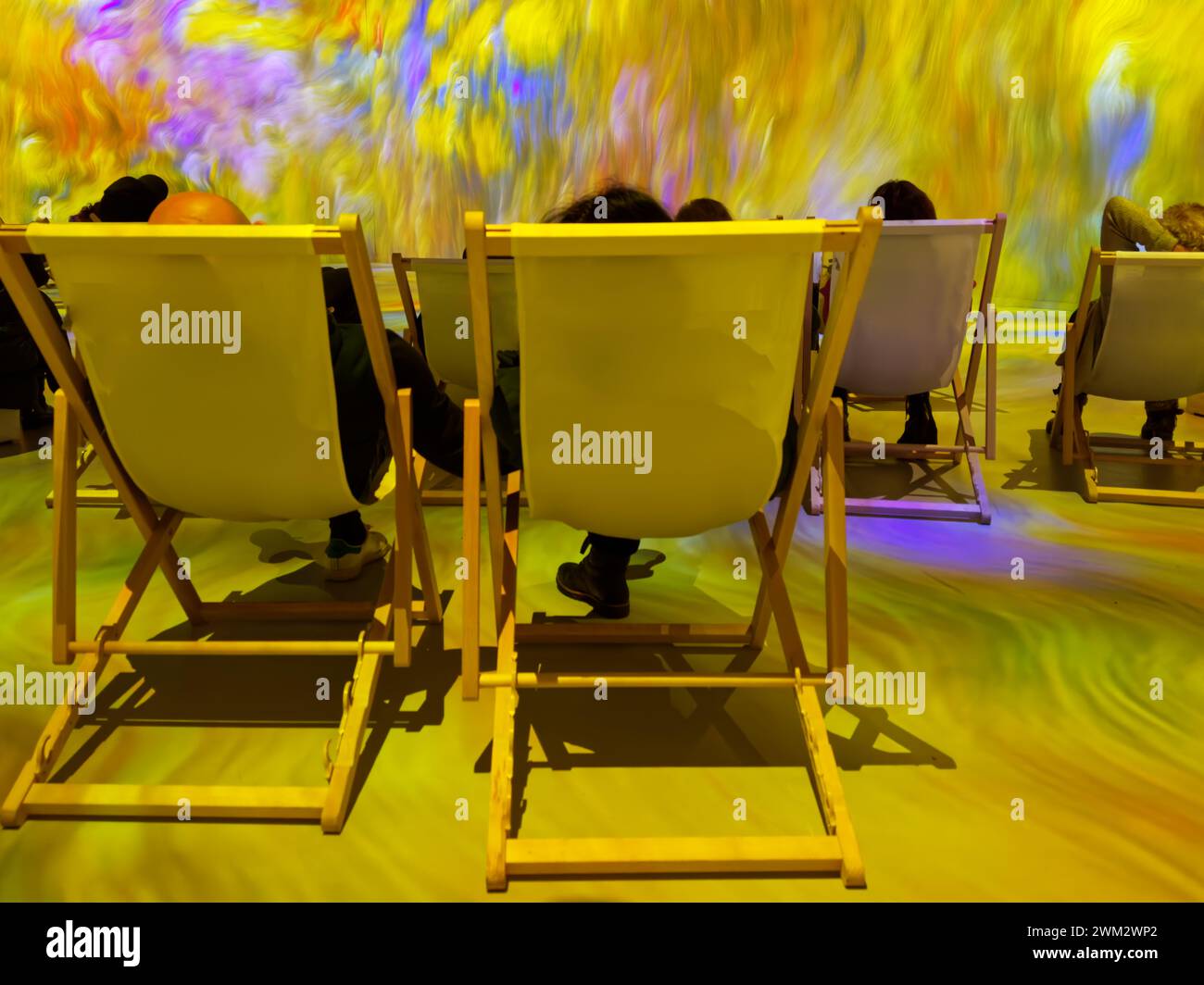 Part view of a show with amazing light projection in various colors and ...