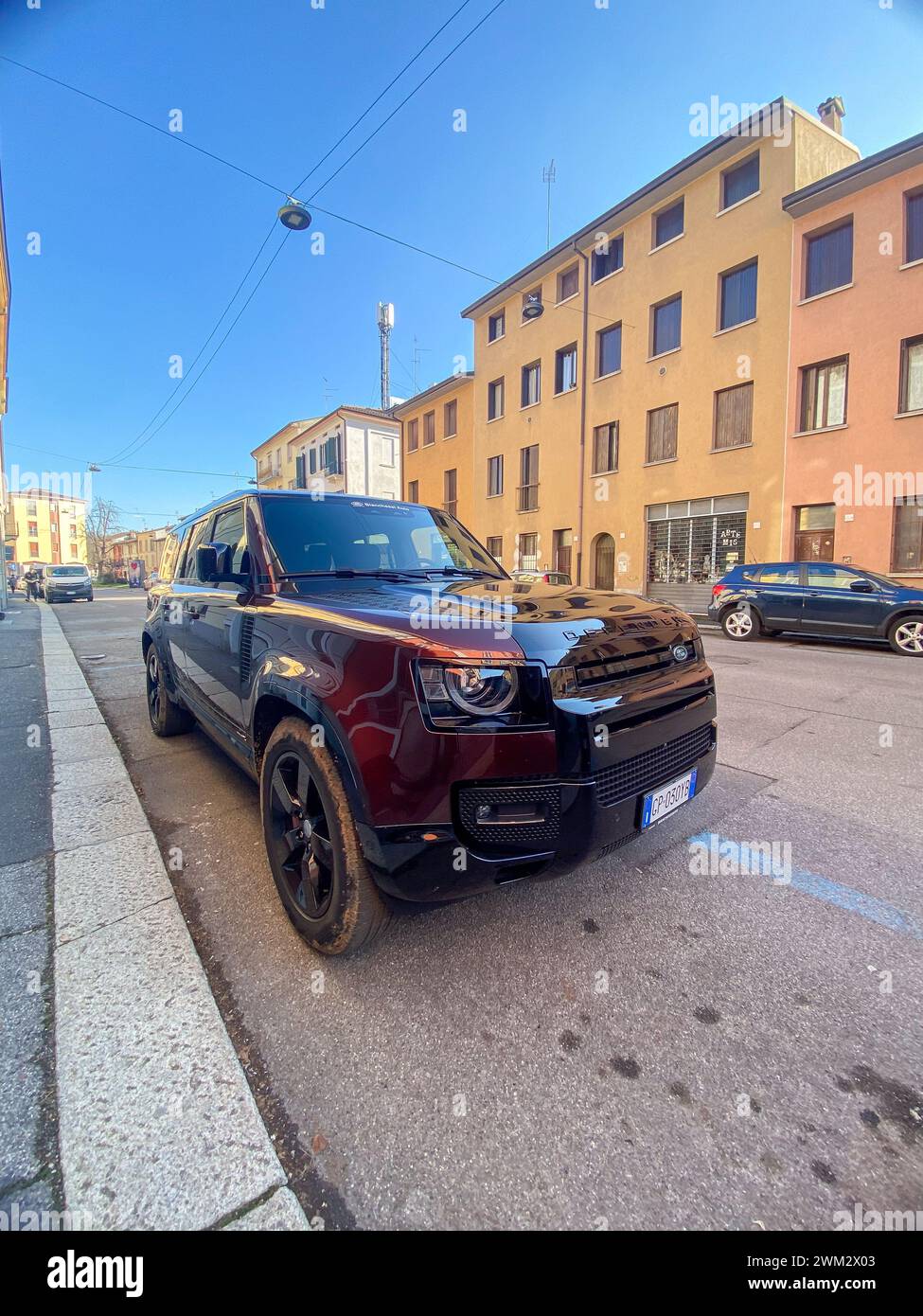 Cremona, Italy - February 15th 2024 Land Rover Defender 130 SE Sedona ...