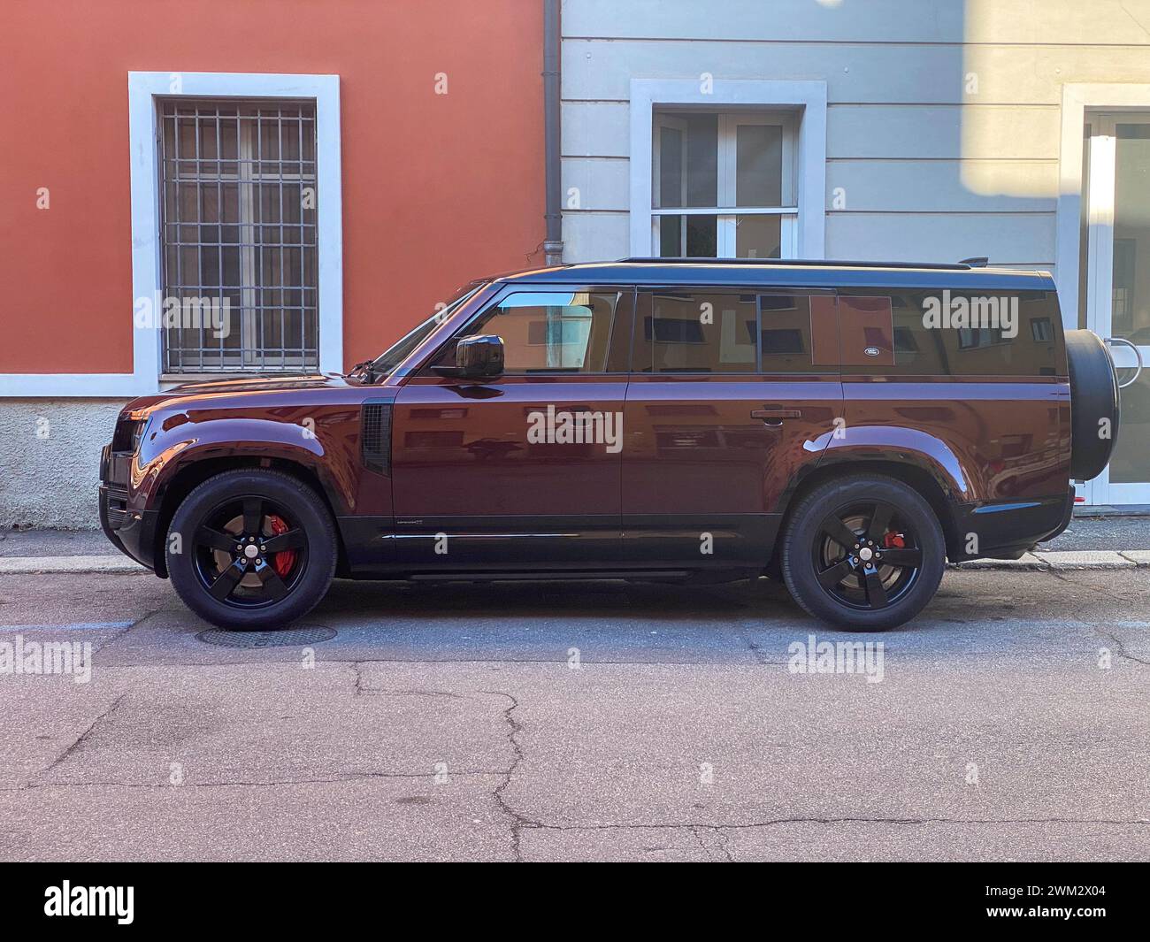 Cremona, Italy - February 15th 2024 Land Rover Defender 130 SE Sedona ...